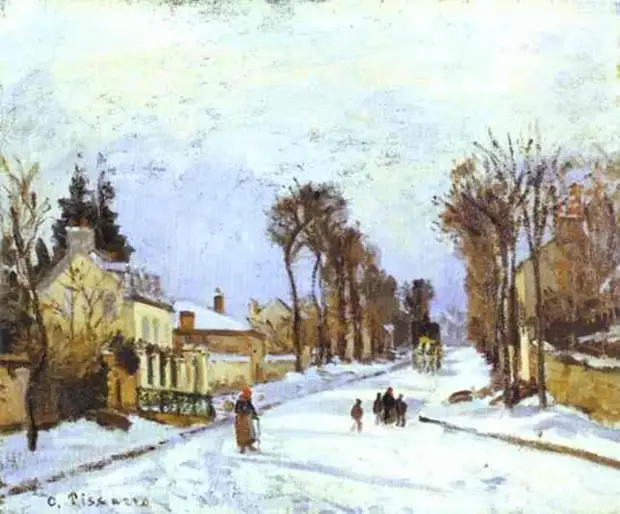 The Road to Versailles at Louveciennes. (1869). Піссарро, Каміль