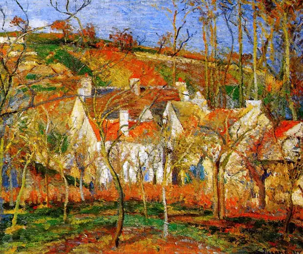 Pissarro Camille The red roofs Sun. Піссарро, Каміль