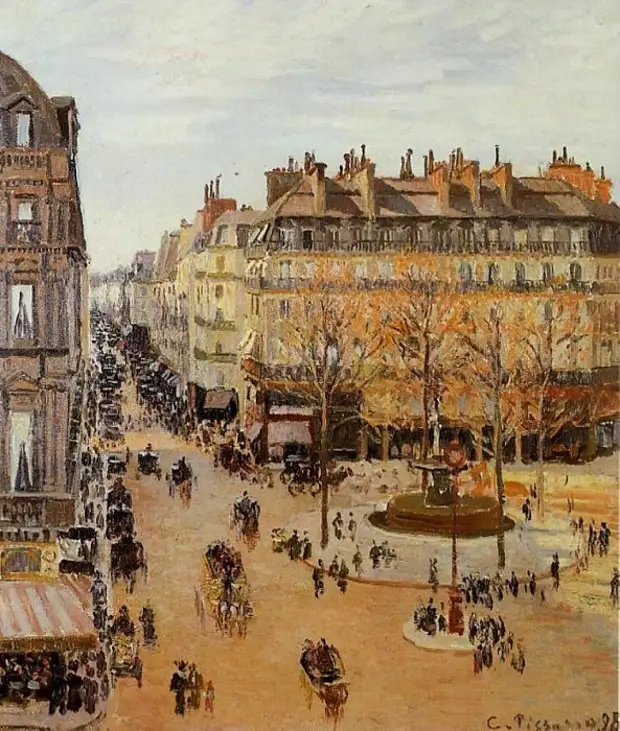 Rue Saint Honore - Hiệu ứng Mặt trời, Buổi chiều. (Năm 1898). Pissarro, Camille