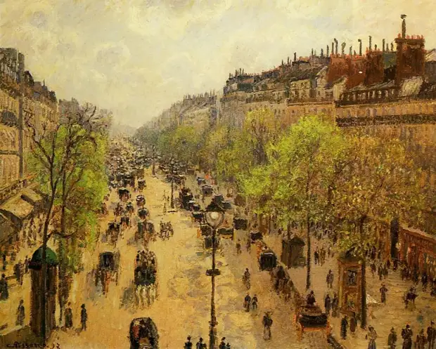 Boulevard Montmartre - bazara. (1897). Pissarro, Camille