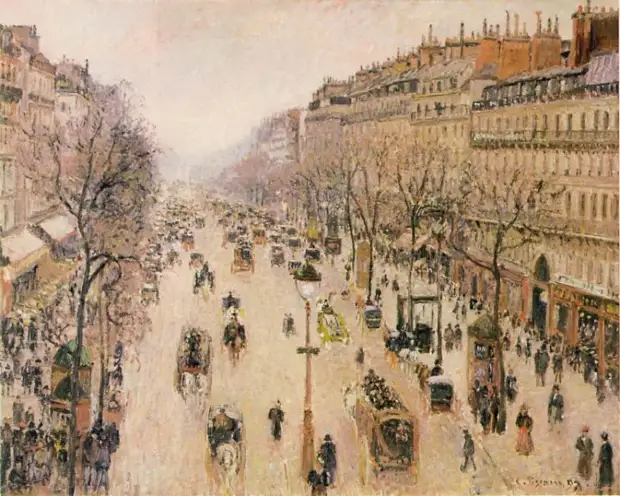 Pissarro Le Boulevard Montmartre. Enjing, cuaca kulawu, 189. Pissarro, Camille