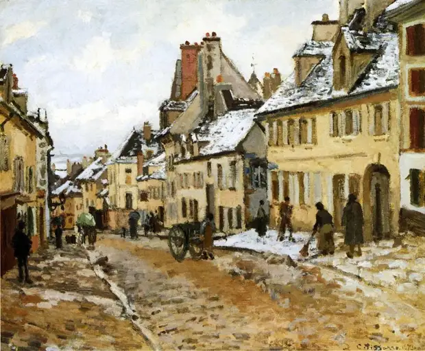 Pontoise, la route de Gisors en hiver. (1873). Pissarro, Camille