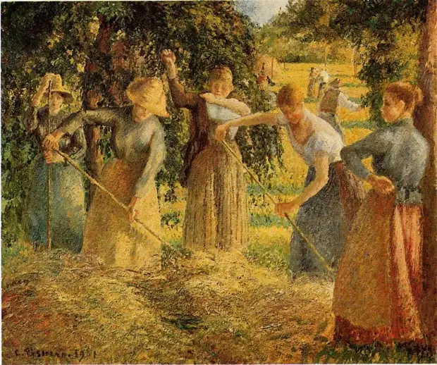 Harvest at Eragny. (1901). Піссарро, Каміль