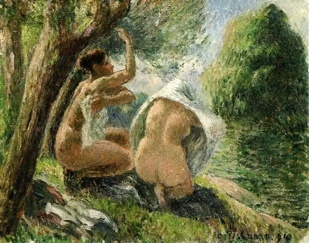 Bathers 3. (1894). Pissarro, Camille