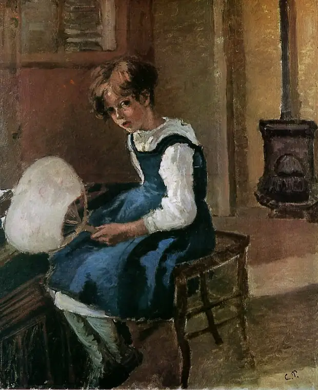 Pissarro Camille Jeanne Holding a fan Sun. Піссарро, Каміль