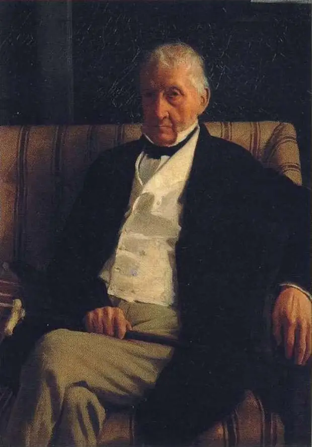 E feierleche Portrait vu sengem Grousspapp, René Hilaire, gemoolt vum Degas am Joer 1857.