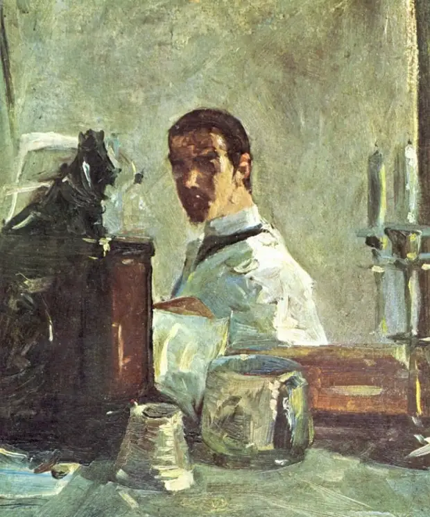 Autoportrait devant un miroir par Henri de Toulouse-Lautrec