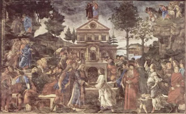 Sandro Botticelli - Frescos de la Capilla Sixtina de Roma, La tentación de Cristo