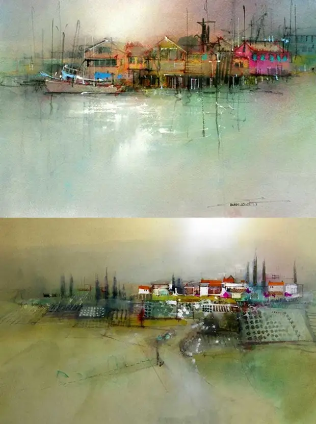 Paysages bèl bagay nan akwarèl pa John Lovett