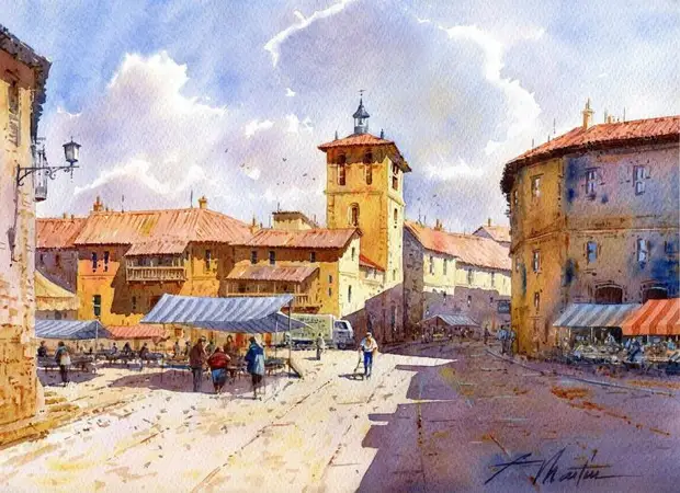 Faustino Martin Gonzalez (Faustino Martin Gonzalez) spanyol művész akvarell tájképei