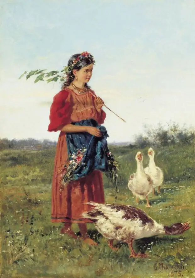 Vladimir Makovskij - Knabino kun anseroj. 1875