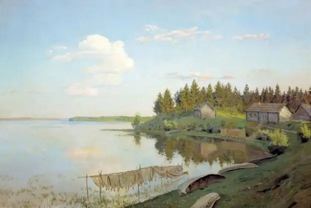 Levitan - 在湖上。 1893年