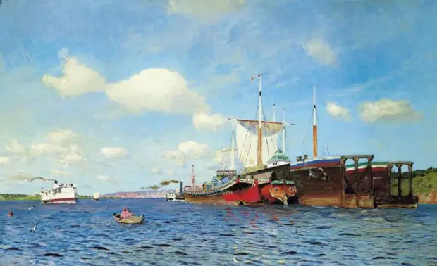 Levitan - 清新的風。伏爾加。 1895年