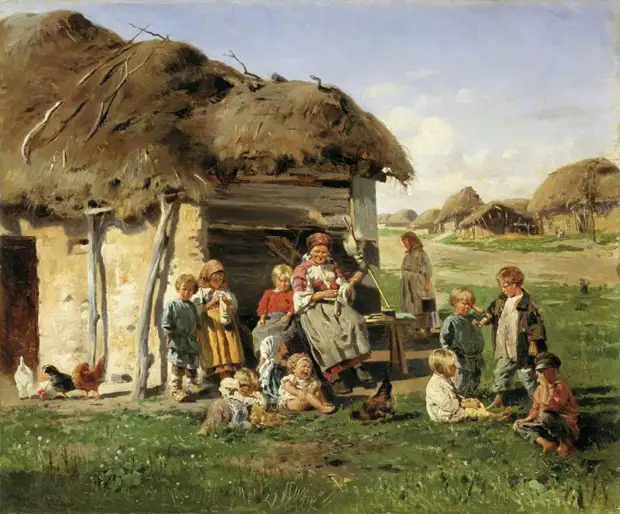 Makovsky Vladimir - 农民的孩子。 1890年