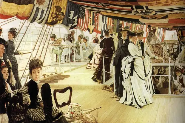 The Ball on Shipboard, Panulis: Tissot, Jacques Joseph (Jacques Joseph Tissot) Tissot, Jacques Joseph (Lukisan dina Gallerix.ru)