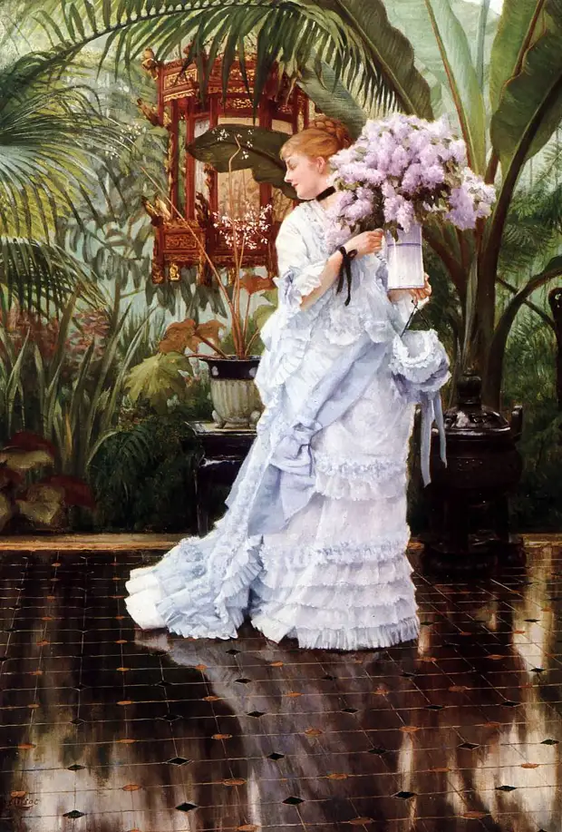 Il mazzo di lillà, Autore: Tissot, Jacques Joseph (Jacques Joseph Tissot) Tissot, Jacques Joseph (Pittura su Gallerix.ru)