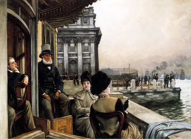 Tissot James Jacques Joseph TheTerrace Of The Trafalgar Tavern Greenwich London, Auteur: Tissot, Jacques Joseph (Jacques Joseph Tissot) Tissot, Jacques Joseph (Painting on Gallerix.ru)