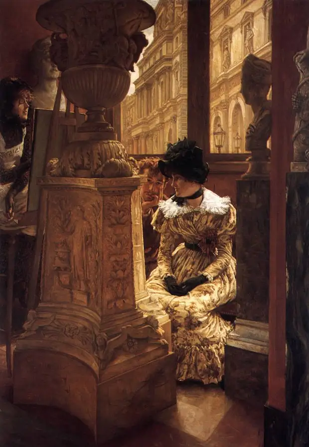 No Louvre, Autor: Tissot, Jacques Joseph (Jacques Joseph Tissot) Tissot, Jacques Joseph (Pintura em Gallerix.ru)