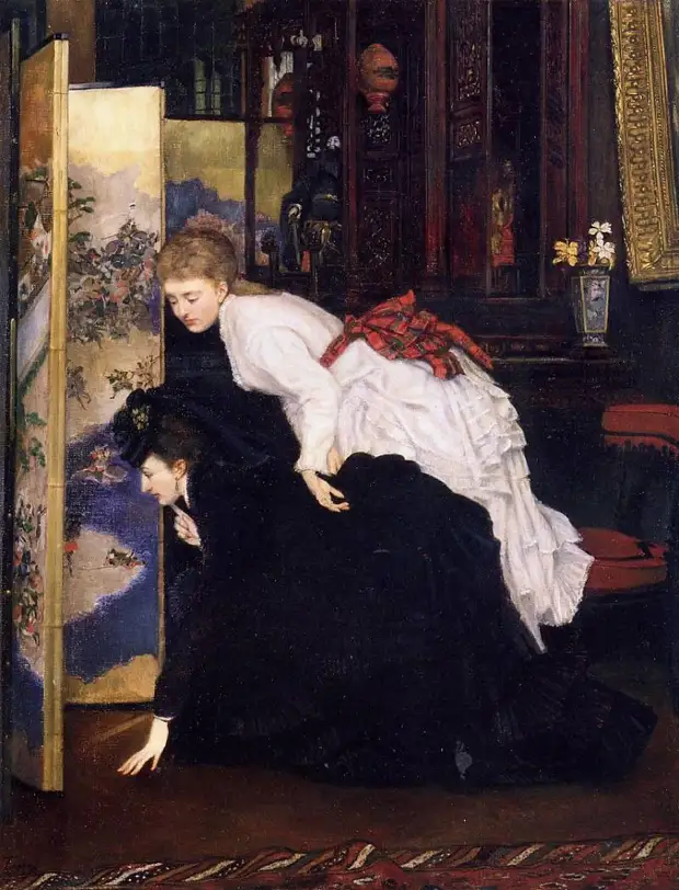 Tissot James Jacques Young Women Looking at Japanese Objects2, Auteur: Tissot, Jacques Joseph (Jacques Joseph Tissot) Tissot, Jacques Joseph (Painting on Gallerix.ru)