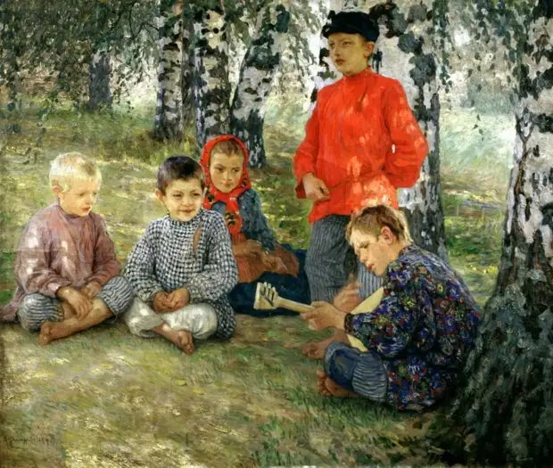 Kunstenaar Nikolay Bogdanov - Belsky (1868 - 1944). Foto's van het Russische leven