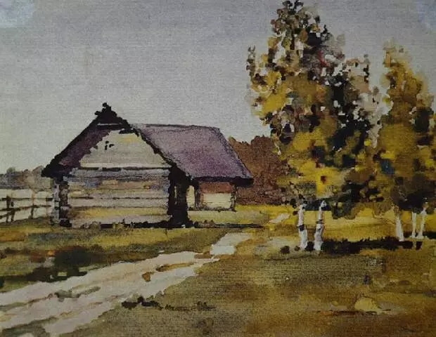 Talan-awon sa Watercolor. Tingdagdag sa baryo. Awtor: Kolya Dmitriev.