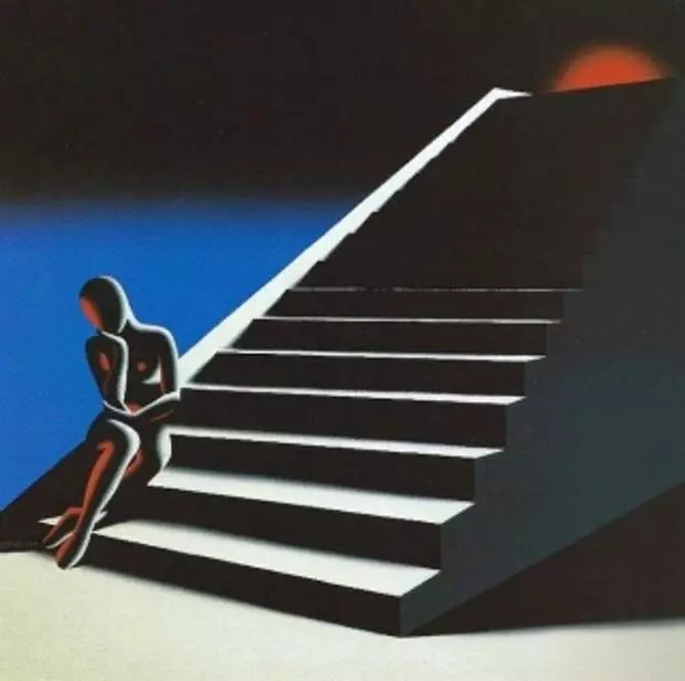 Dipinti con figure senza volto. Mark Kostabi