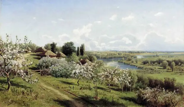 Sergeev - Apfelbäume in voller Blüte. In Kleinrussland. 1895