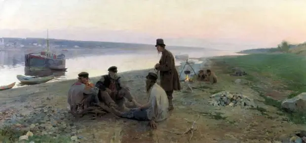 Korin Alekseý (1865-1923). Barge Haulers. 1897