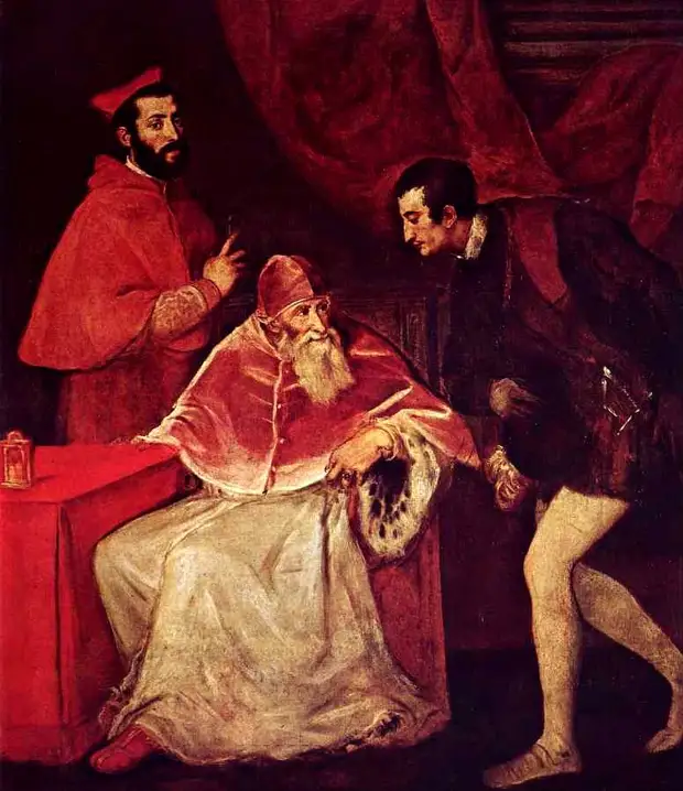 Pape avec Cardinal et Duc