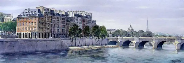 Parizo en la ĉarmaj verkoj de la artisto Thierry Duval