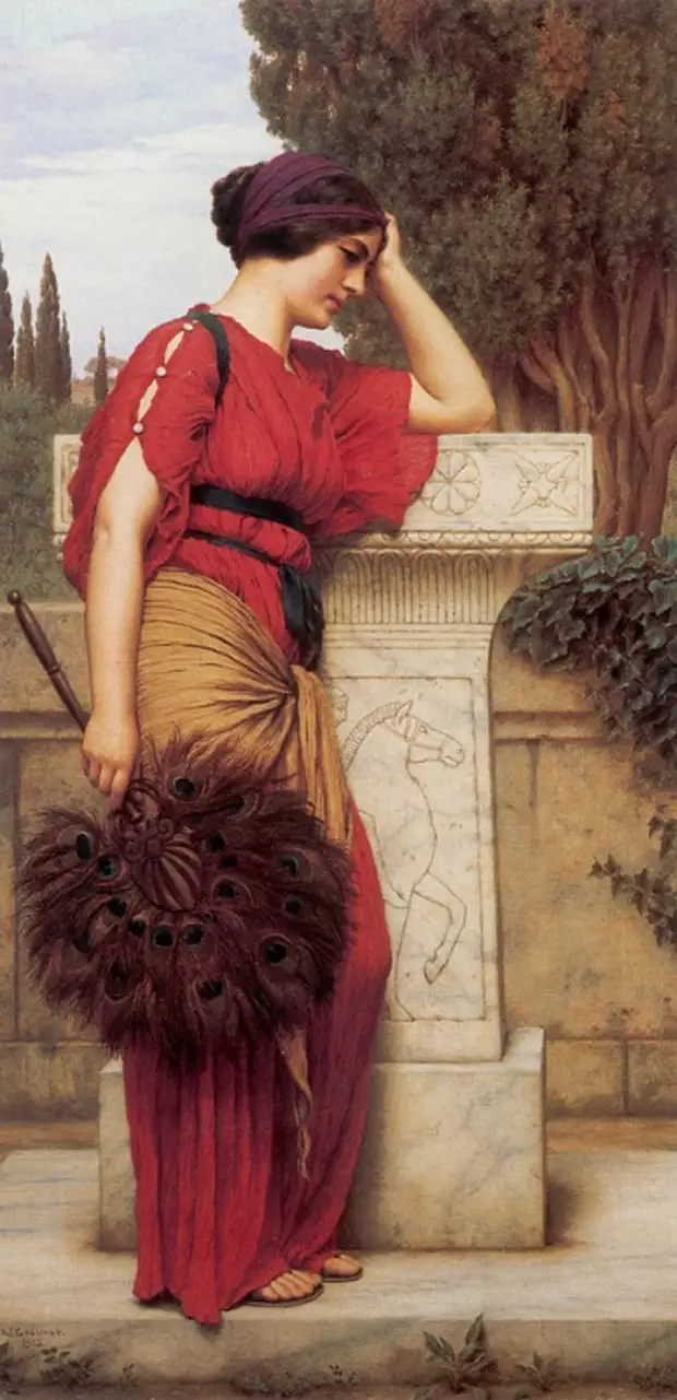 John William Godward'ın fotoğrafı. Düşünceli olma / John William Godward. la pensierosa