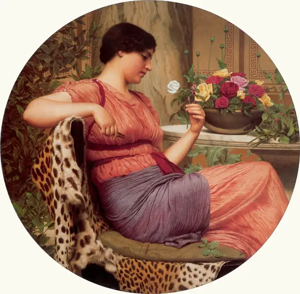 John William Godward'ın fotoğrafı. Güllerin Zamanı / John William Godward. gül zamanı