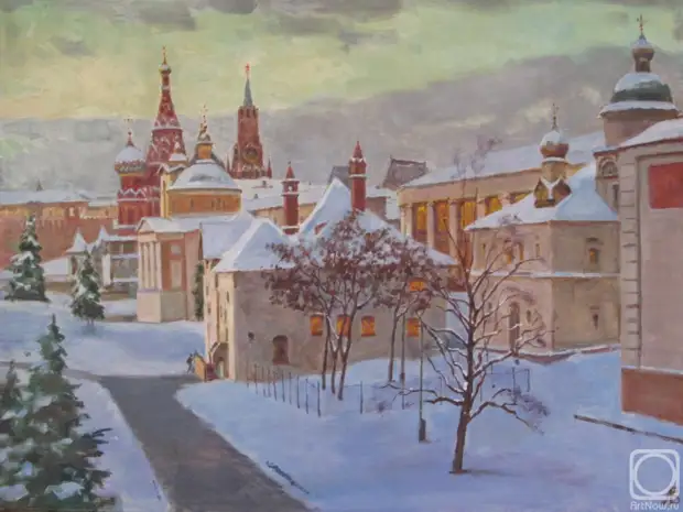 Pittura ad olio su tela. Lapovok Vladimir. Zaryadye. Natale