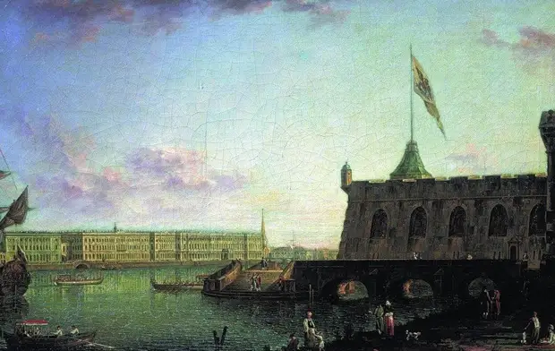 Uitzicht op de Peter en Paul-vesting en de dijk van het paleis. 1799