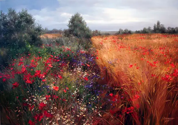 Underbara blomsterlandskap i Olga Odalchuk