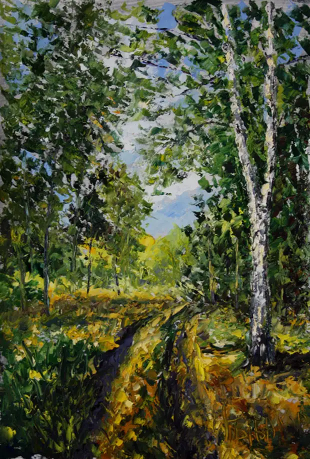 langis pagpipinta at palette kutsilyo. Landscape: