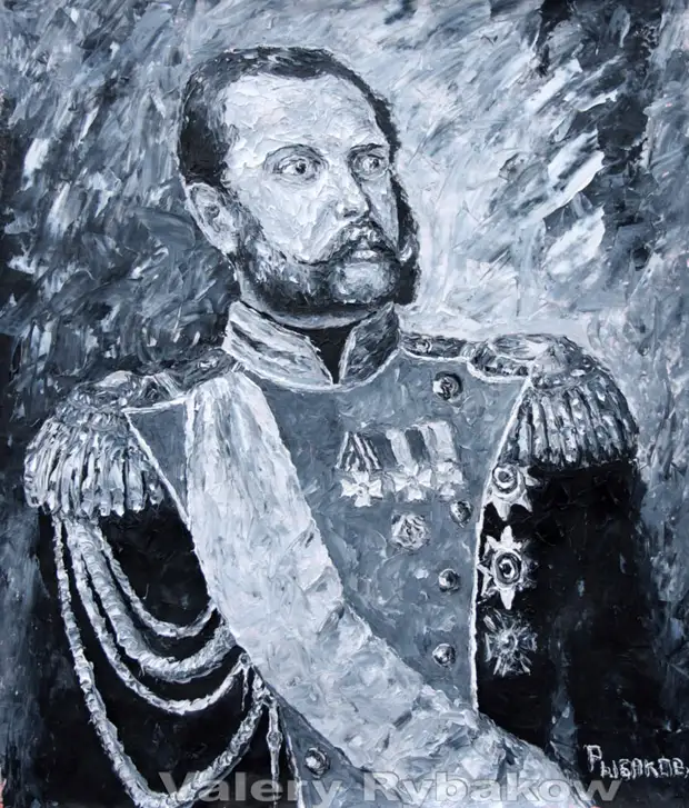 Portrait painting Imperator Russian KING 125 - mga pinturang impressionism ng palette kutsilyo - arte ng langis.